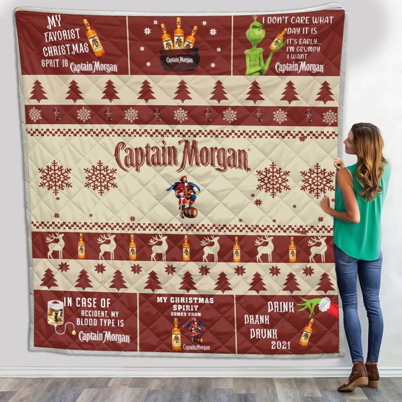 Captain Morgan Grinch Christmas Quilt Blanket