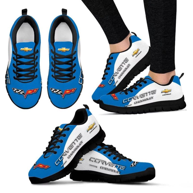 Chevrolet Corvette Blue White Running Shoes V2