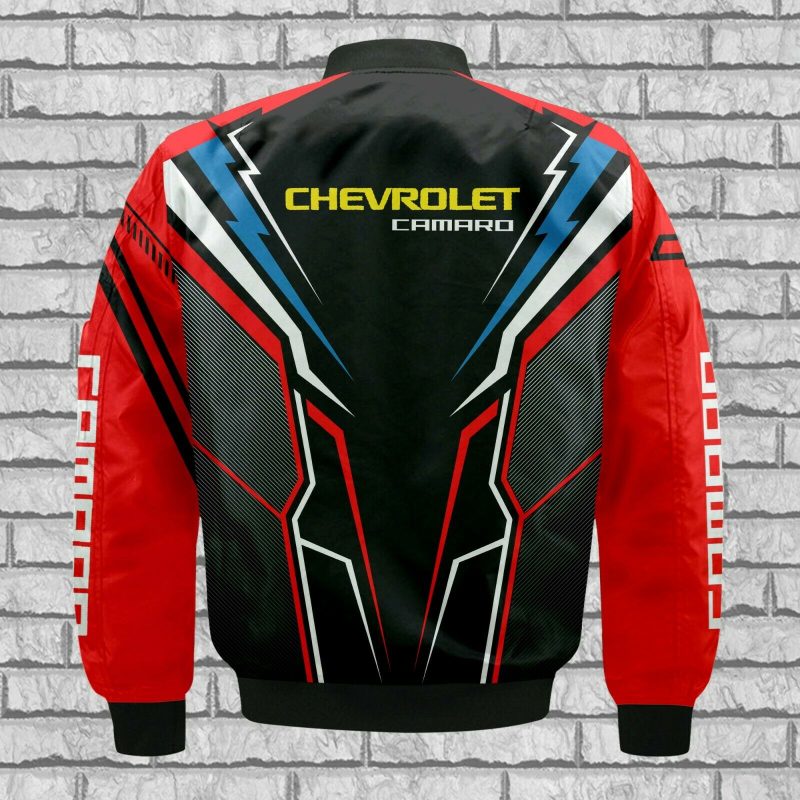 Chevrolet Camaro Lightning Red Black Bomber Jacket