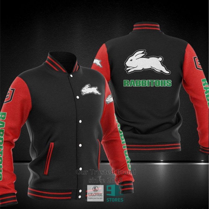 NRL South Sydney Rabbitohs Black Red Baseball Jacket