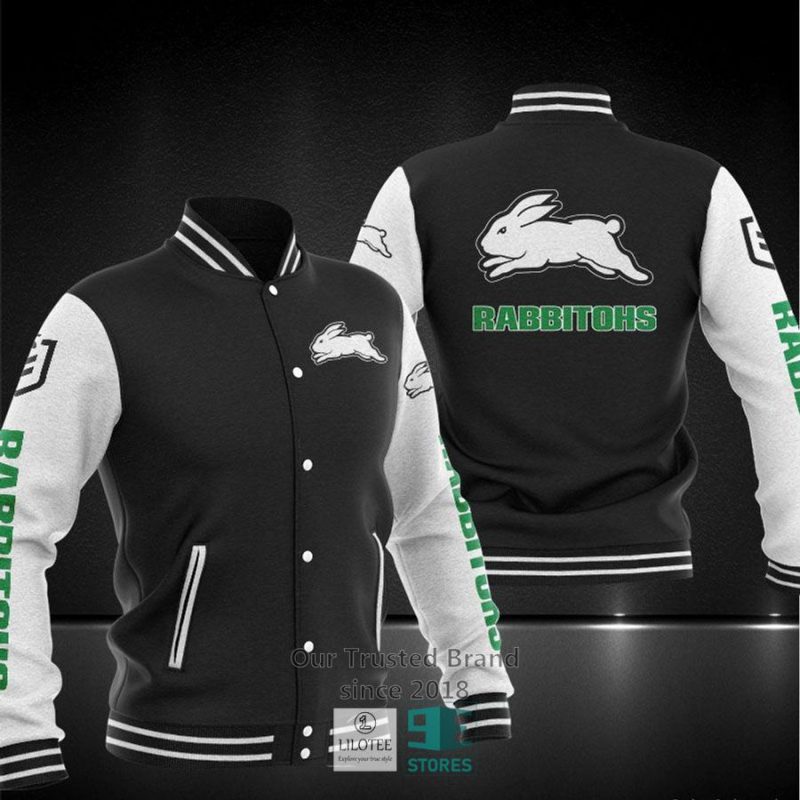 NRL South Sydney Rabbitohs Black Baseball Jacket