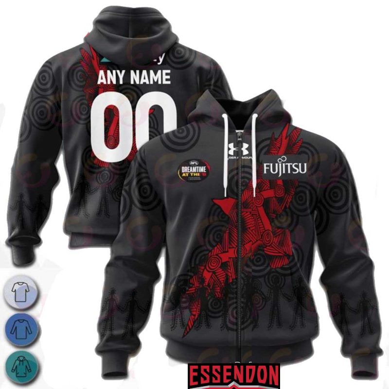 AFL Essendon Bombers Custom Name Number 2023 Indigenous Guernsey Zip Up ...