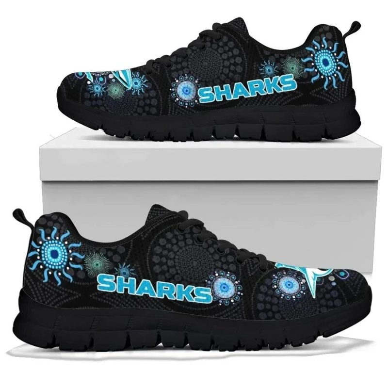 NRL Cronulla-Sutherland Sharks Indigenous Black Running Shoes