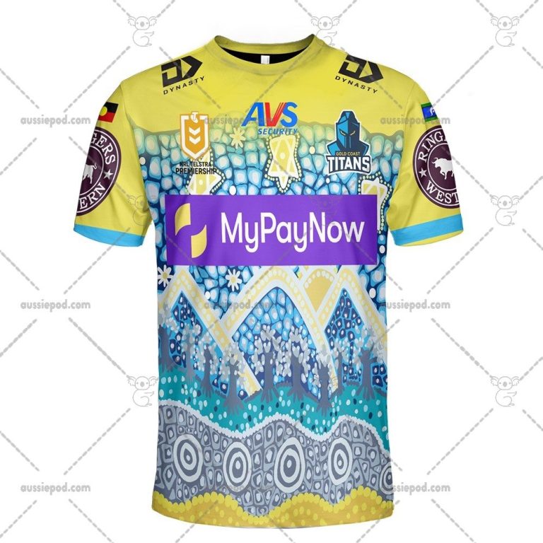 NRL Gold Coast Titans Custom Name Number 2023 Indigenous Jersey T-Shirt