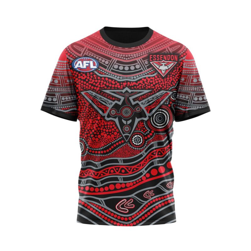 AFL Essendon Bombers Custom Name Number Indigenous Mascot T-Shirt