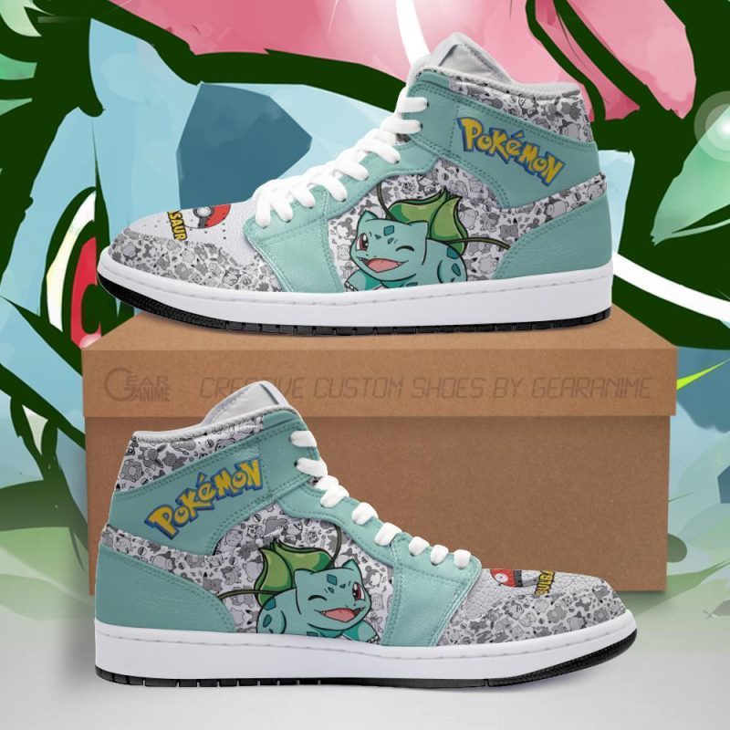 POKEMON Bulbasaur Anime Air Jordan 1 High Sneakers