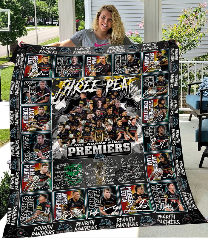 NRL Penrith Panthers Three Peat Premiers 2023 Quilt Blanket