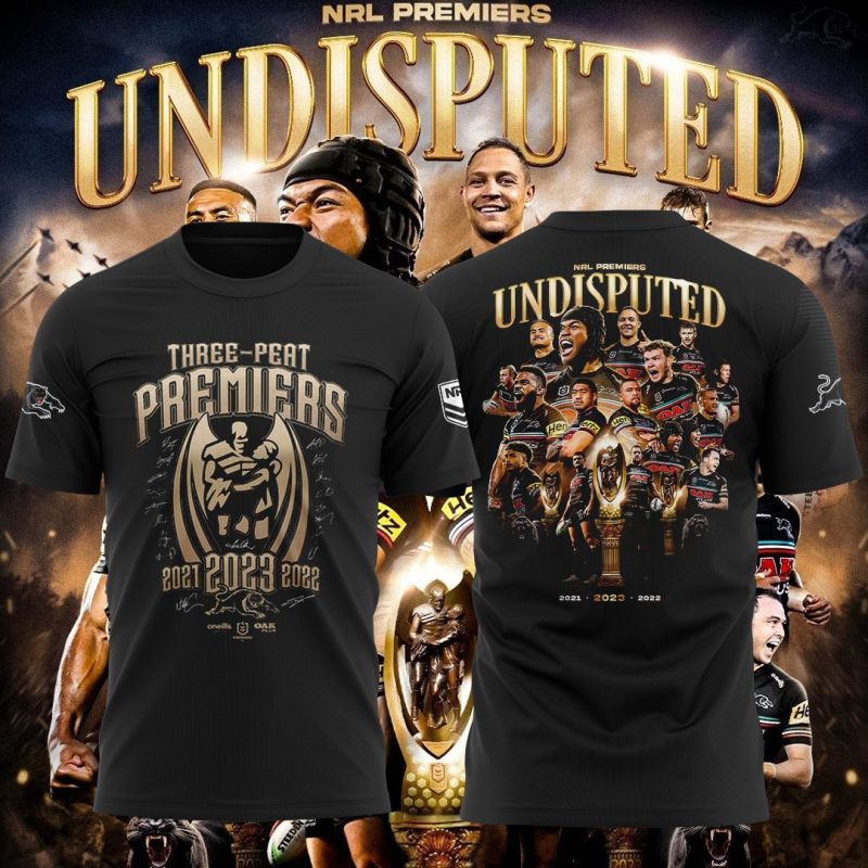 NRL Penrith Panthers Three Peat Premiers 2023 T-Shirt