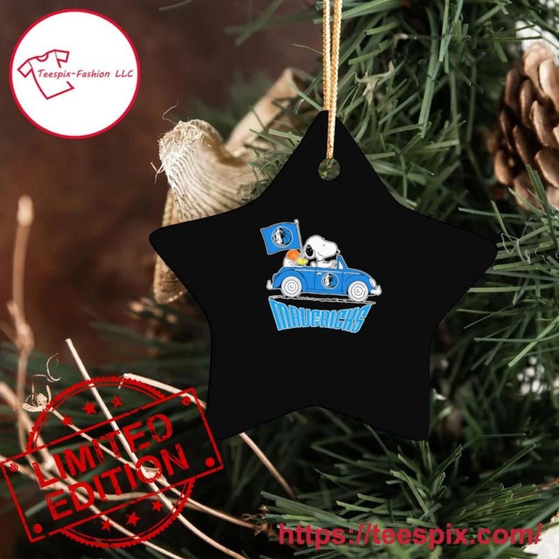 NBA Dallas Mavericks Snoopy Dog Driving Car Star Ornament
