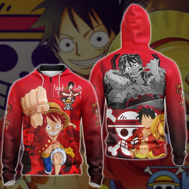 ONE PIECE Monkey D Luffy Anime Manga Zip Up Hoodie