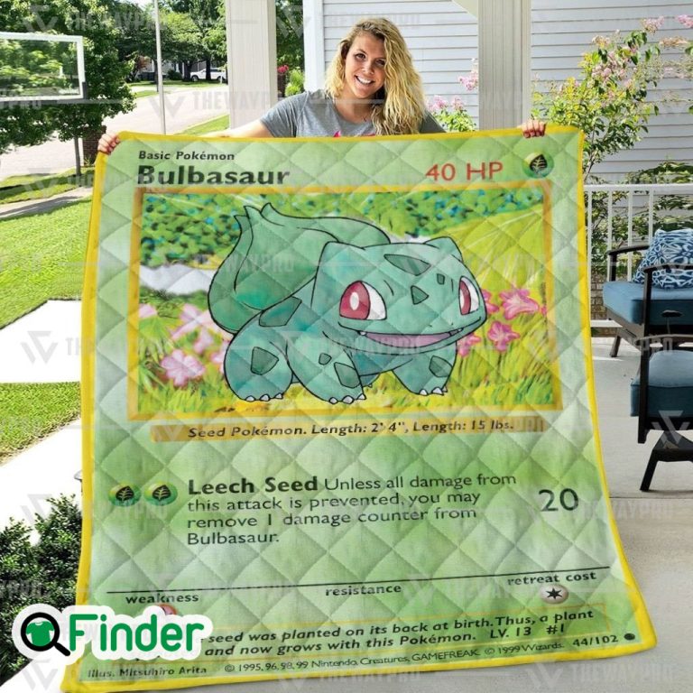 POKEMON Bulbasaur Trading Card Quilt Blanket