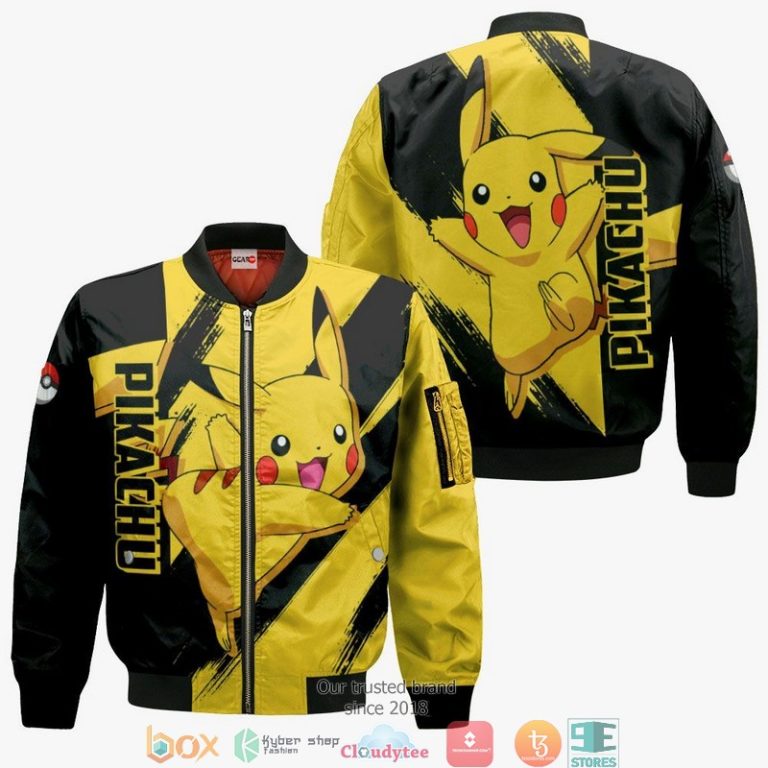 POKEMON Pikachu Black Yellow Bomber Jacket