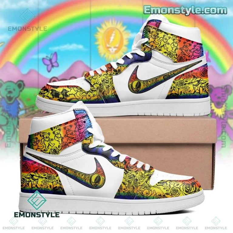 Grateful Dead Dancing Bears Rainbow Air Jordan 1 High Sneakers