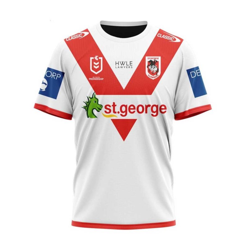 NRL St. George Illawarra Dragons Custom Name Number 2024 Home Jersey T ...
