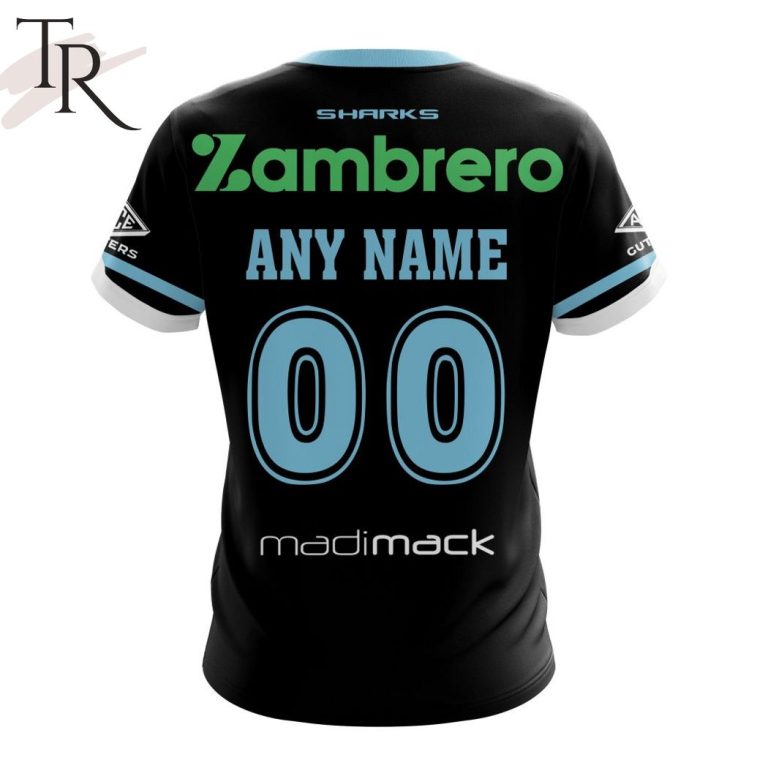 NRL Cronulla-Sutherland Sharks Custom Name Number 2024 Away Jersey T-Shirt
