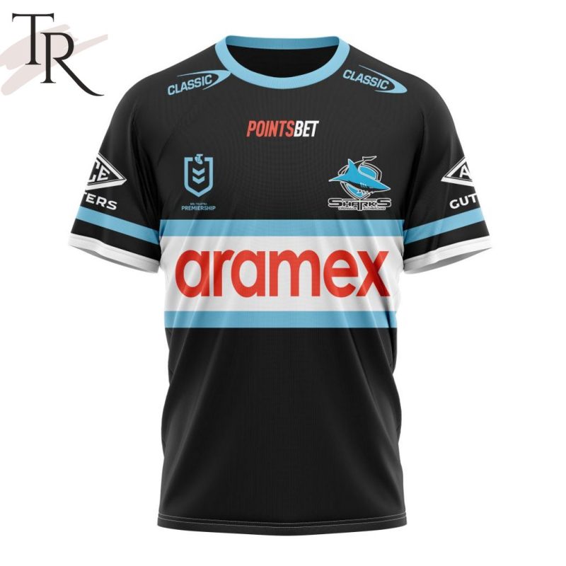 NRL Cronulla-Sutherland Sharks Custom Name Number 2024 Away Jersey T-Shirt