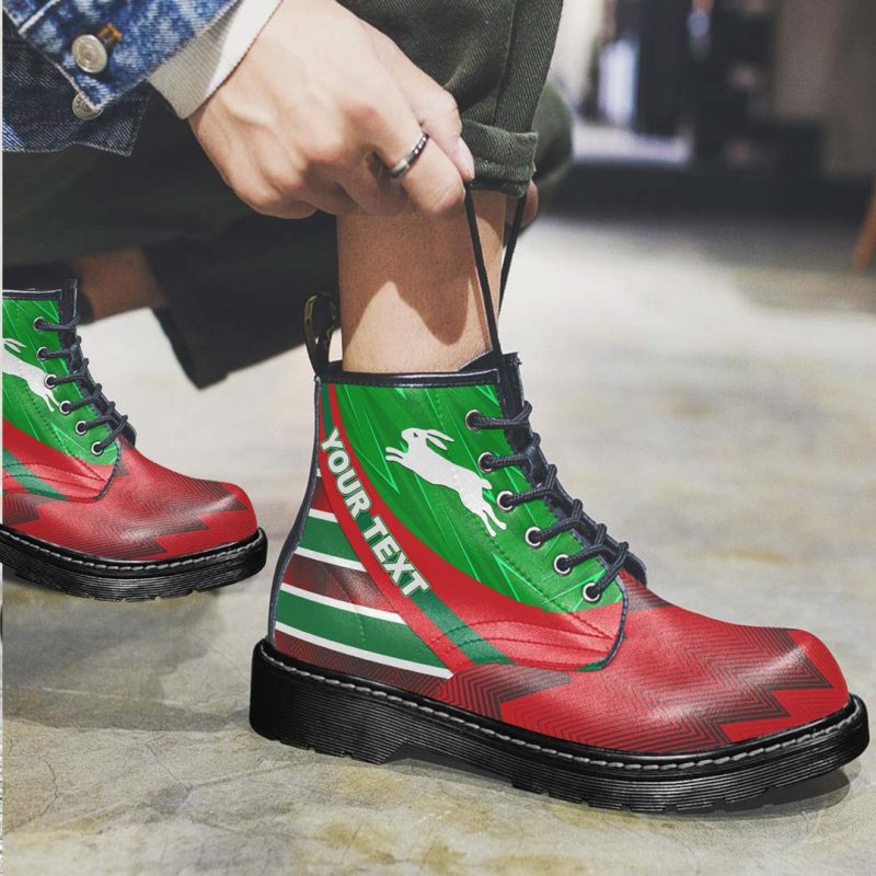 NRL South Sydney Rabbitohs Custom Text Victorian Vibes Leather Boots