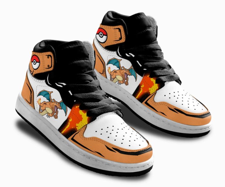 POKEMON Charizard Black Orange Air Jordan 1 High Sneakers