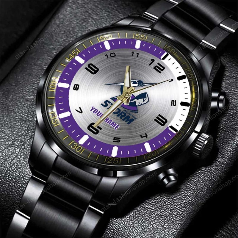 NRL Melbourne Storm Custom Name Steel Watch