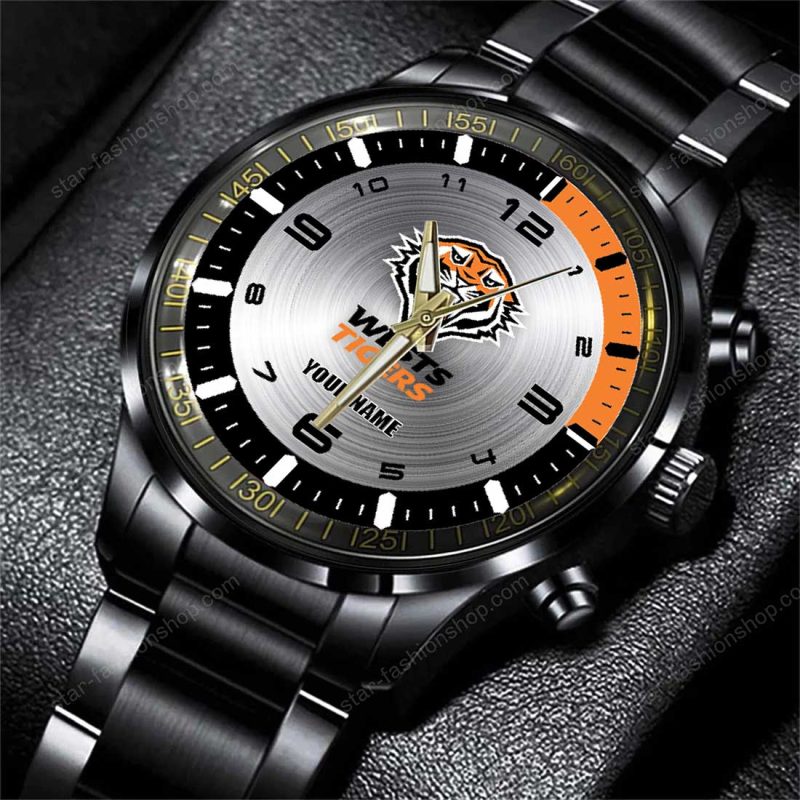 NRL Wests Tigers Custom Name Steel Watch