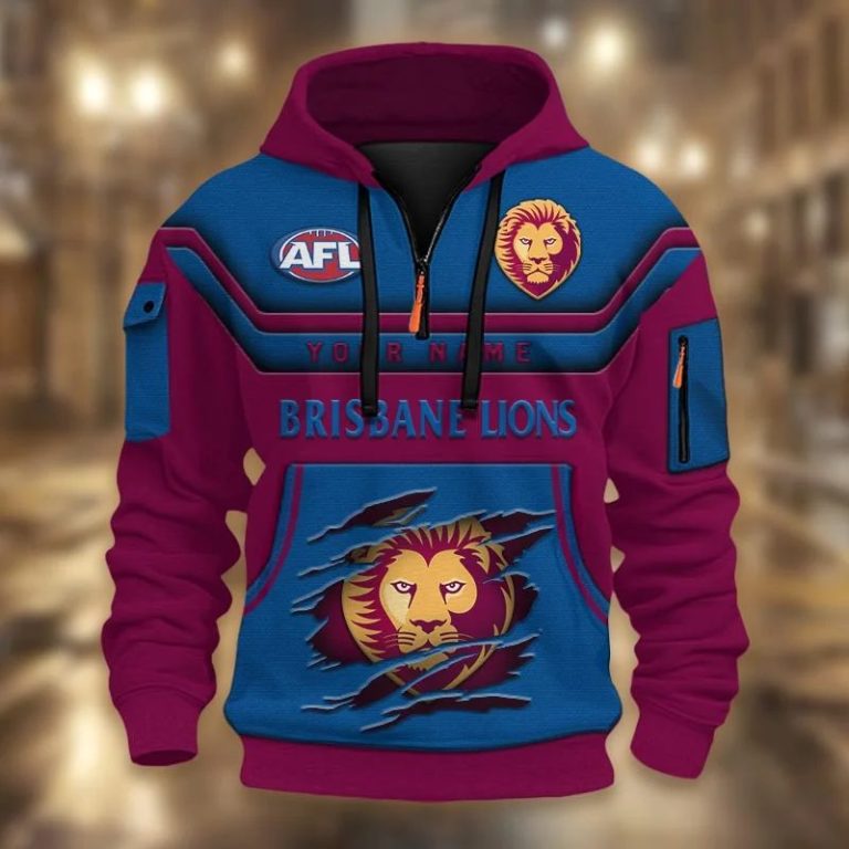 Brisbane Lions Custom Name Sporty Style Dynamic Hoodie