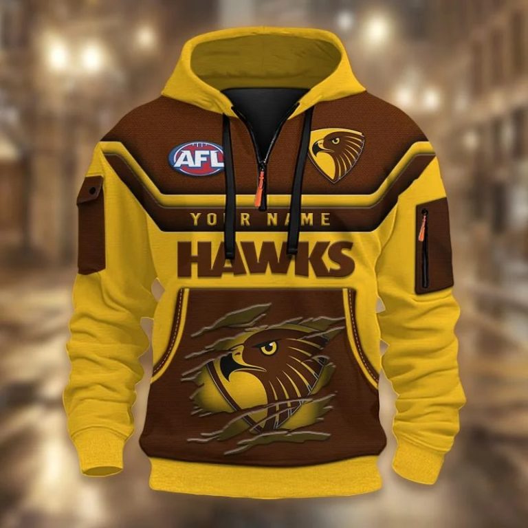 Hawthorn Hawks Custom Name Sporty Style Dynamic Hoodie